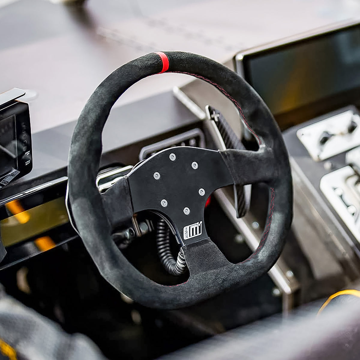 EVP.MOde Race Steering Wheel with Carbon Fiber Paddles and Quick-Relea ...